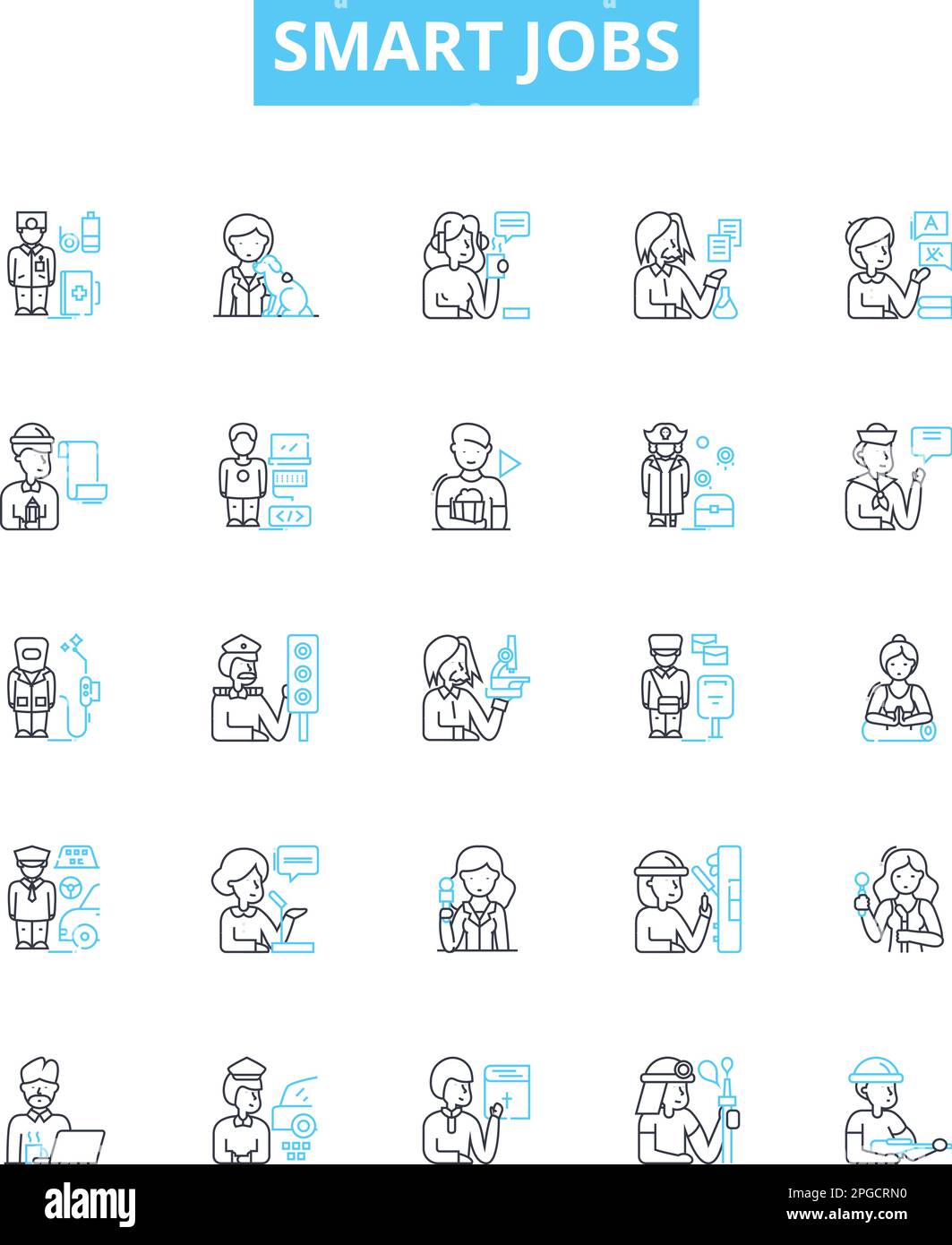 Smart jobs vector line icons set. Smartwork, High-tech, Automation, AI ...