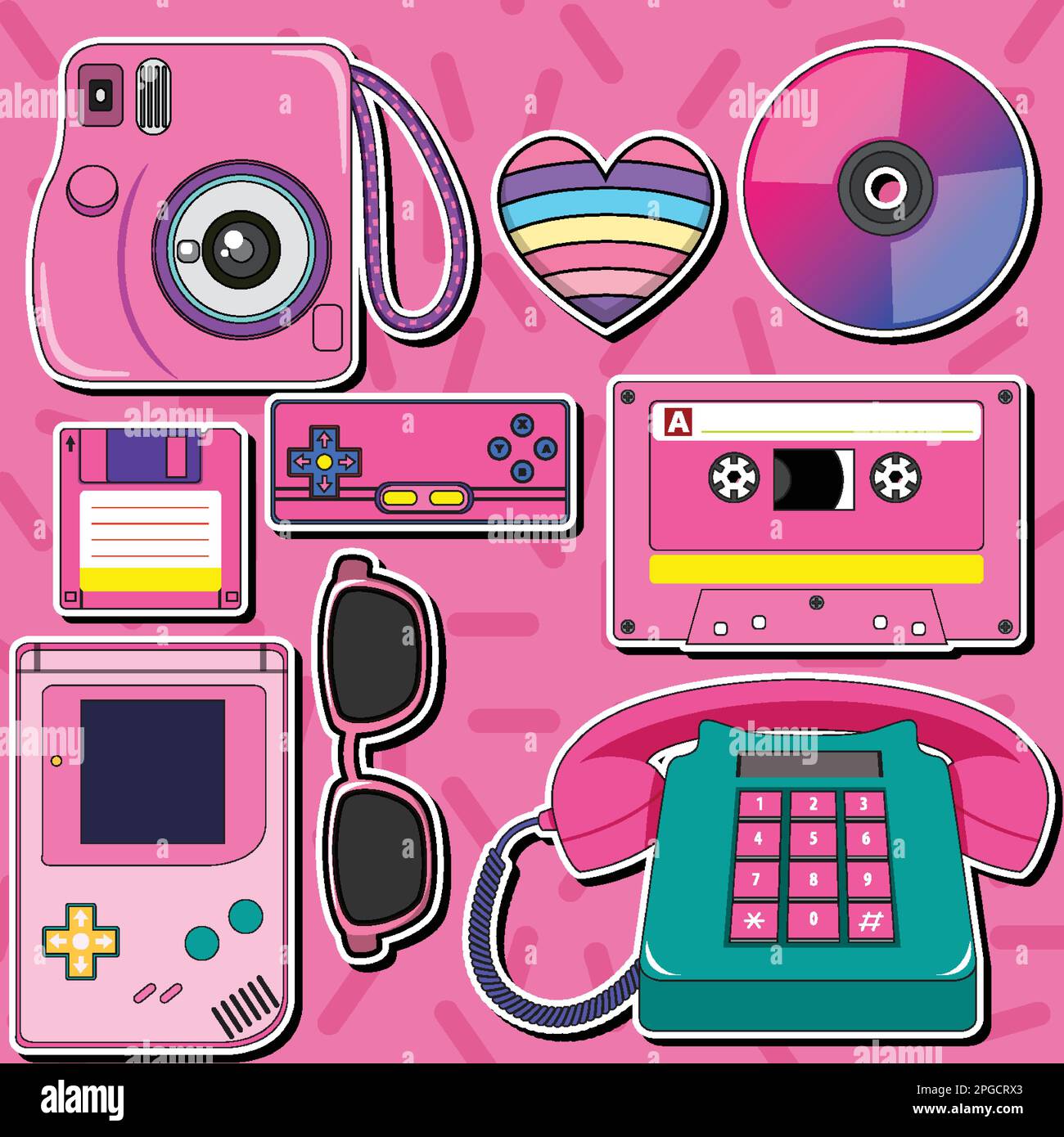 Retro objects and elements set illustration Stock Vector Image & Art ...