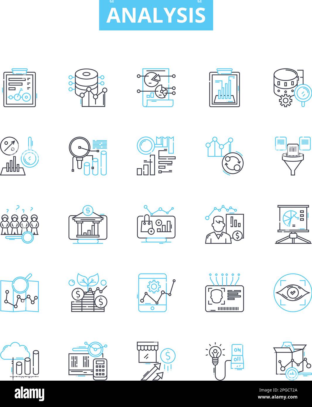 Analysis vector line icons set. Analyze, Analyzing, Examining, Studying ...