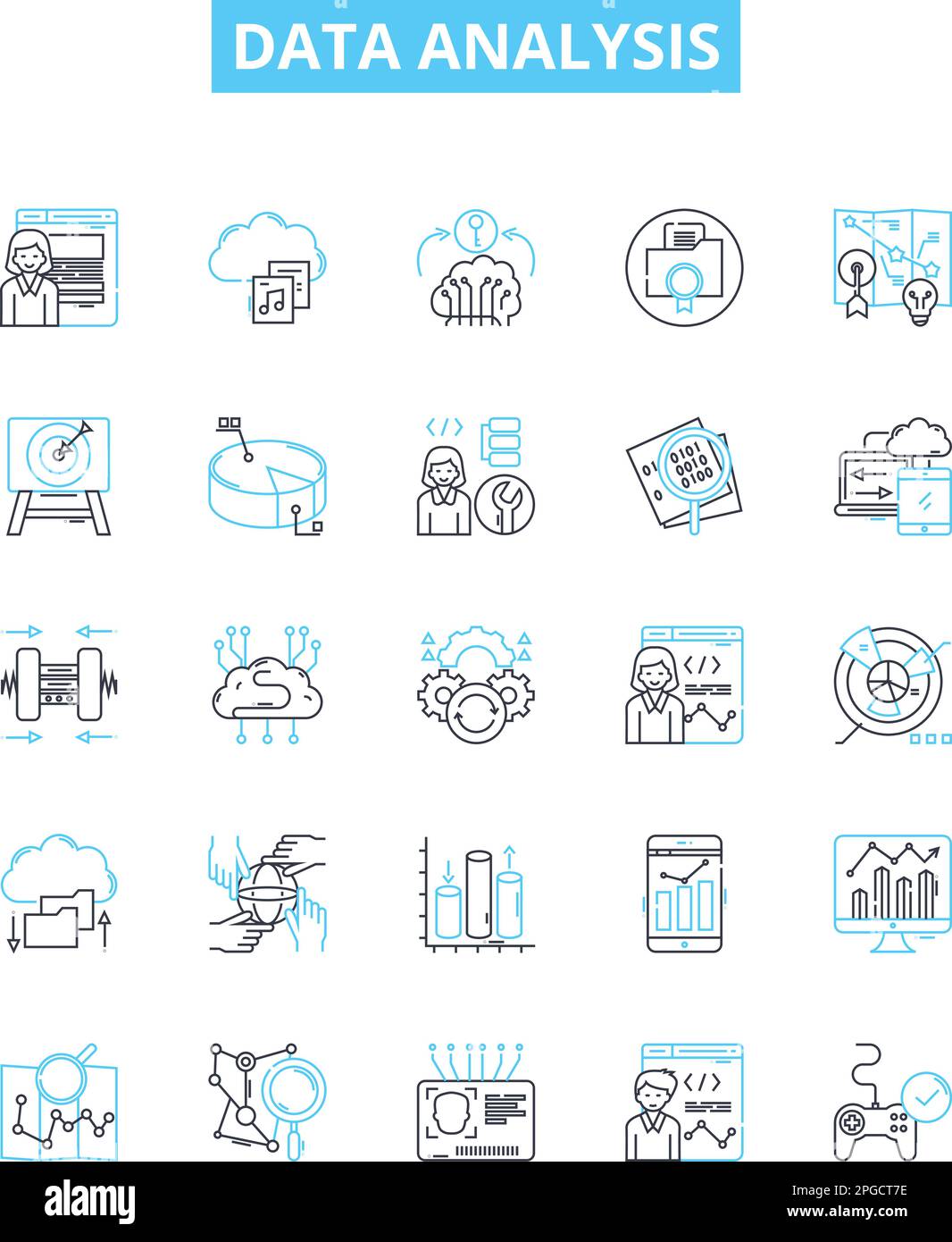 Data Analysis Vector Line Icons Set Analytics Mining Exploration Modeling Visualization