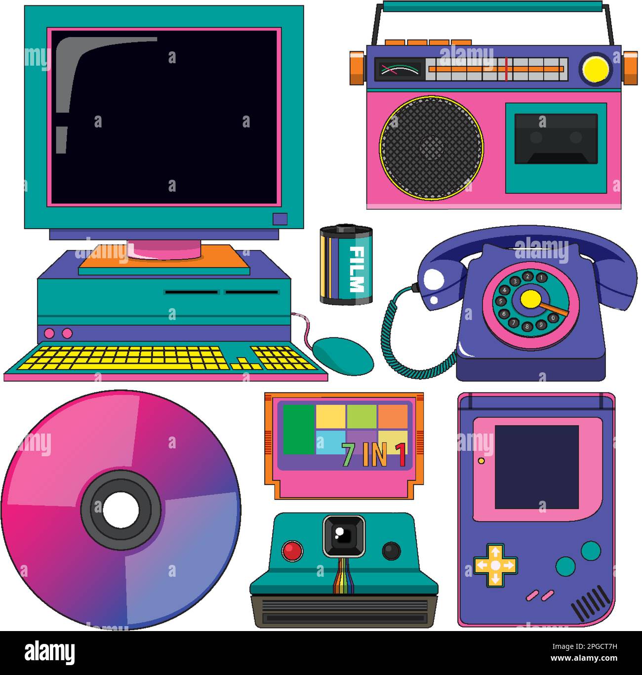 Retro objects and elements set illustration Stock Vector Image & Art - Alamy