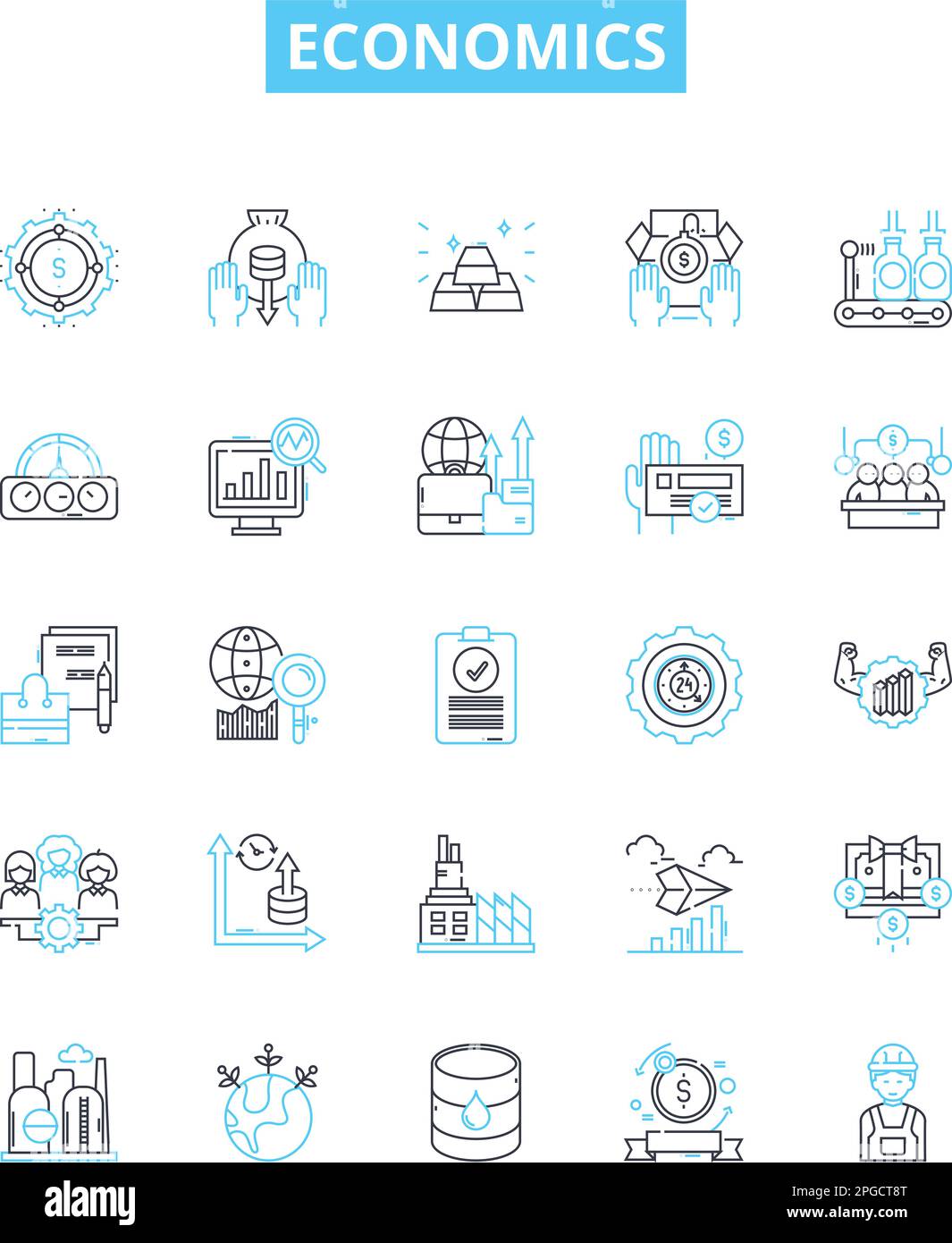 Economics Vector Line Icons Set Economics Gdp Markets Trade Finance Investment Growth