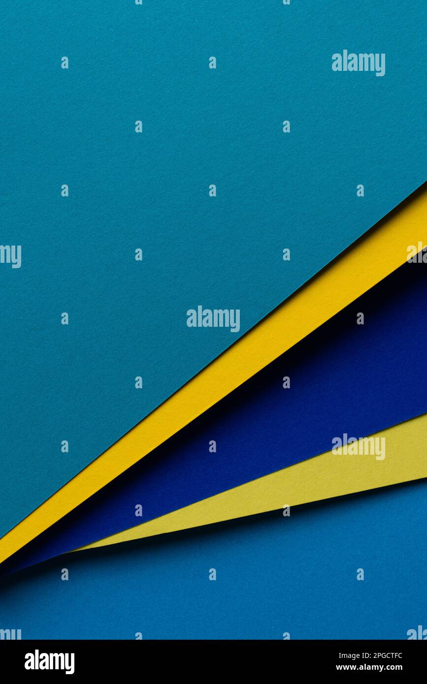Layout of colorful cardboard sheets in blue and yellow shades Stock ...