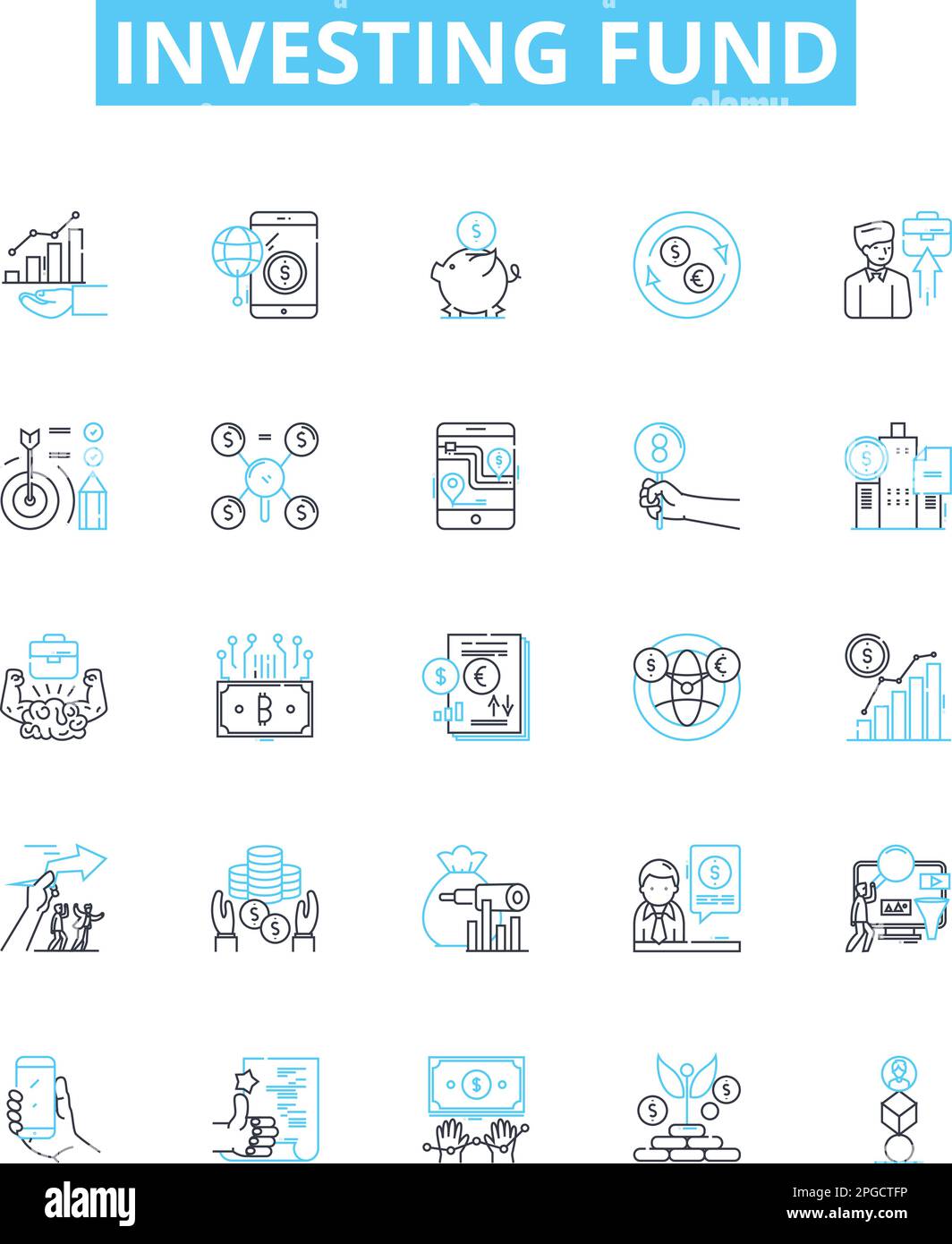 Investing fund vector line icons set. Investing, fund, investment ...