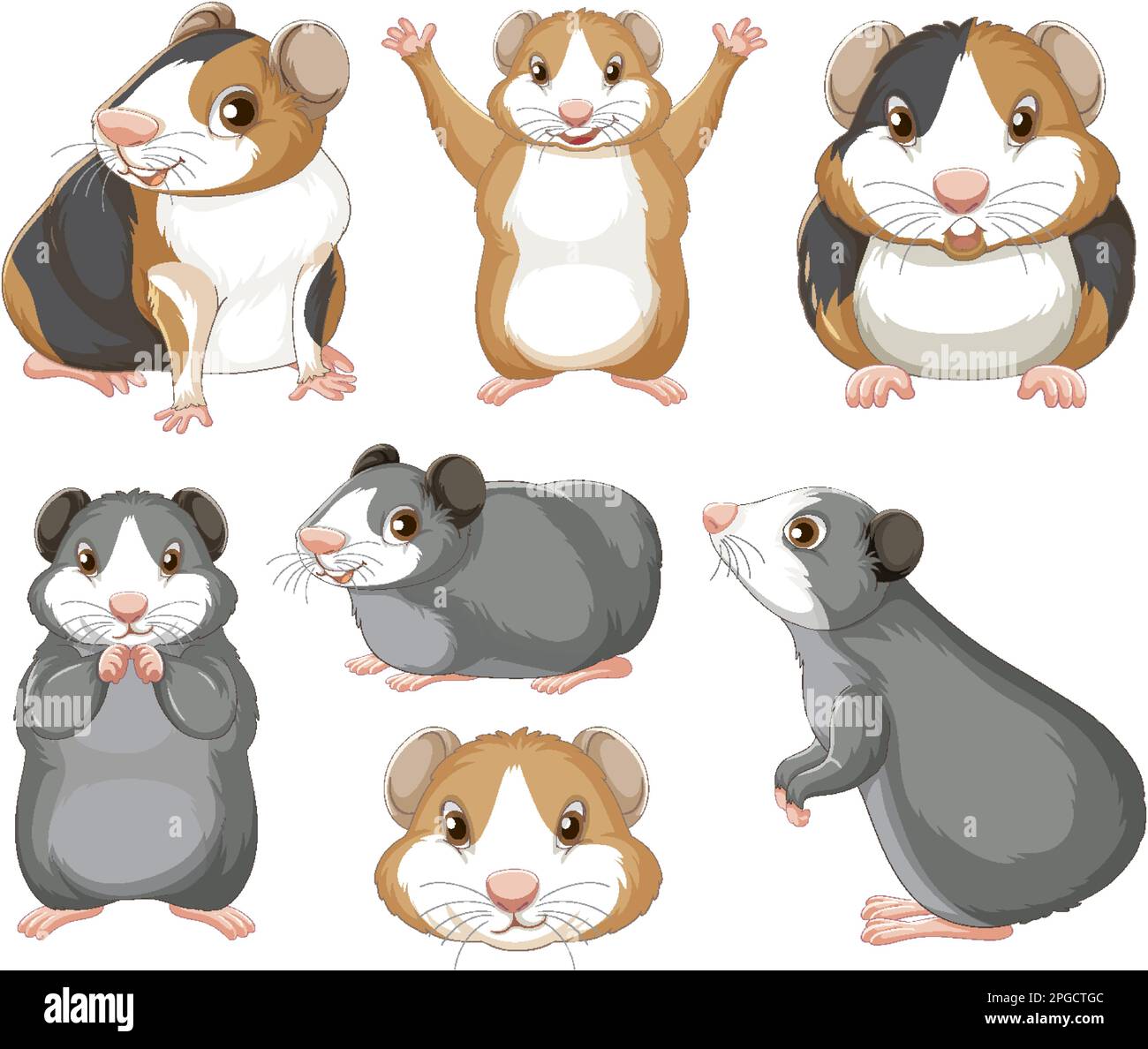 Set of hamster rodents cartoon character illustration Stock Vector ...