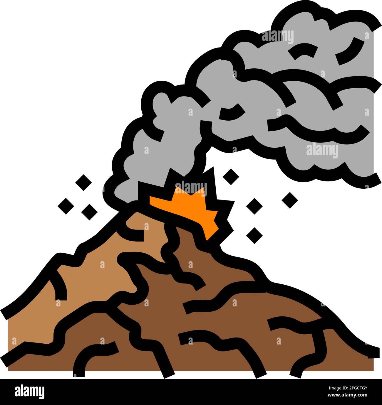 active volcano lava color icon vector illustration Stock Vector Image ...