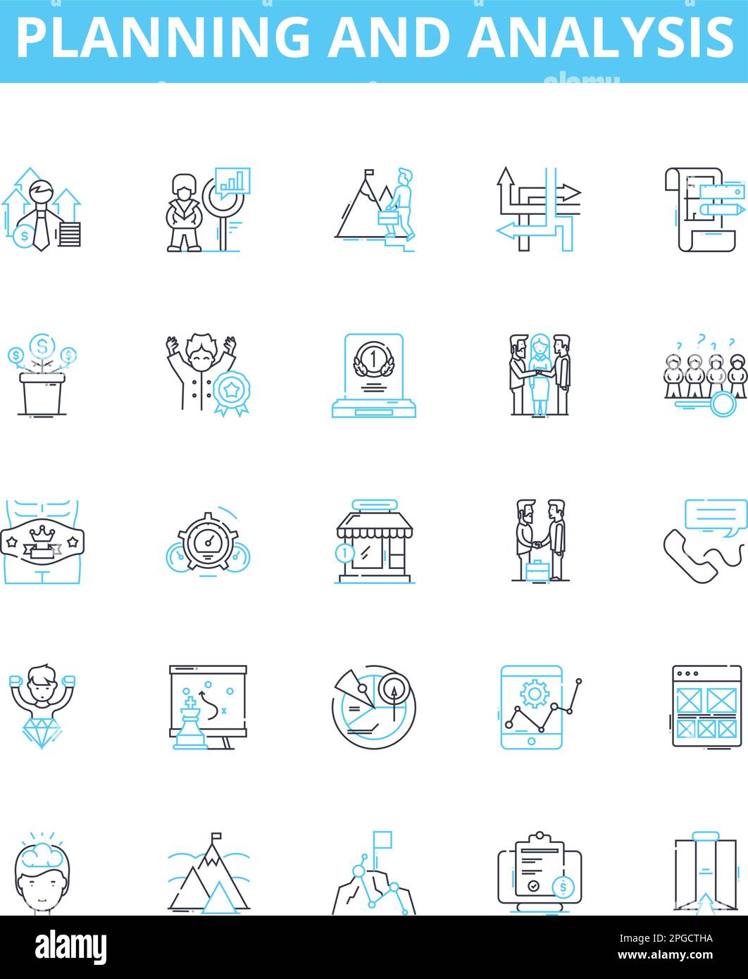 Planning And Analysis Vector Line Icons Set Planning Analysis Strategy Forecast Projection
