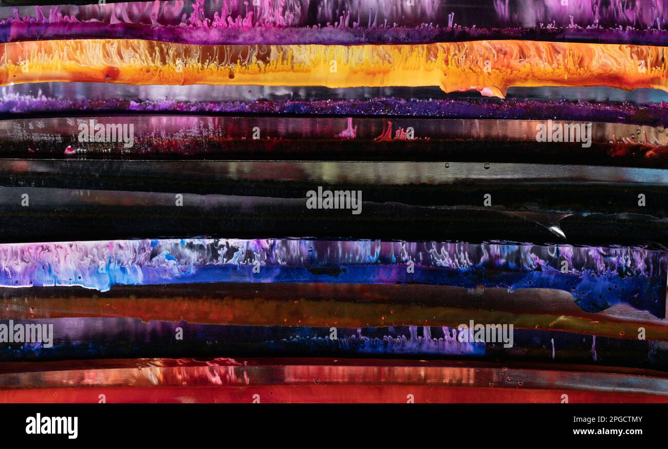 Closeup amazing abstract bright multicolored epoxy resin panels Stock ...