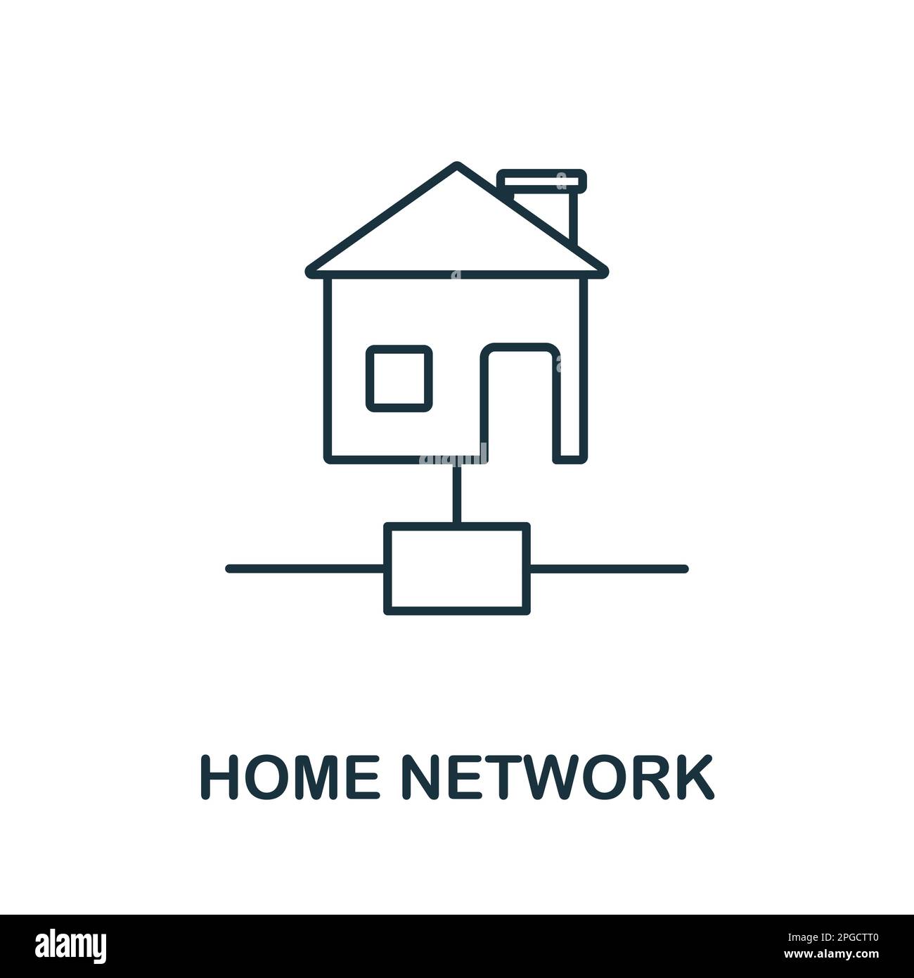Home Network line icon. Element sign from networking collection. Home Network outline icon sign ...