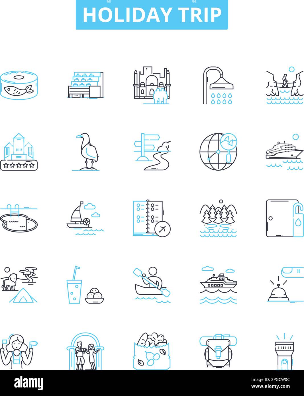 Holiday trip vector line icons set. Vacation, Travel, Journey, Getaway ...