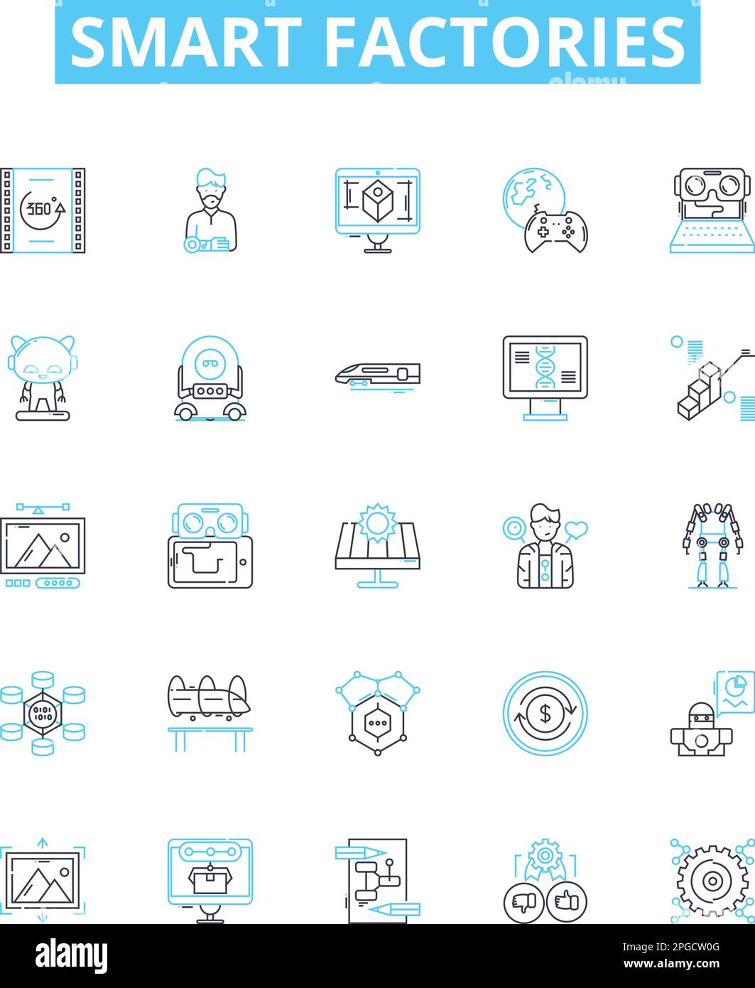 Smart factories vector line icons set. Smart, Factories, Industry ...