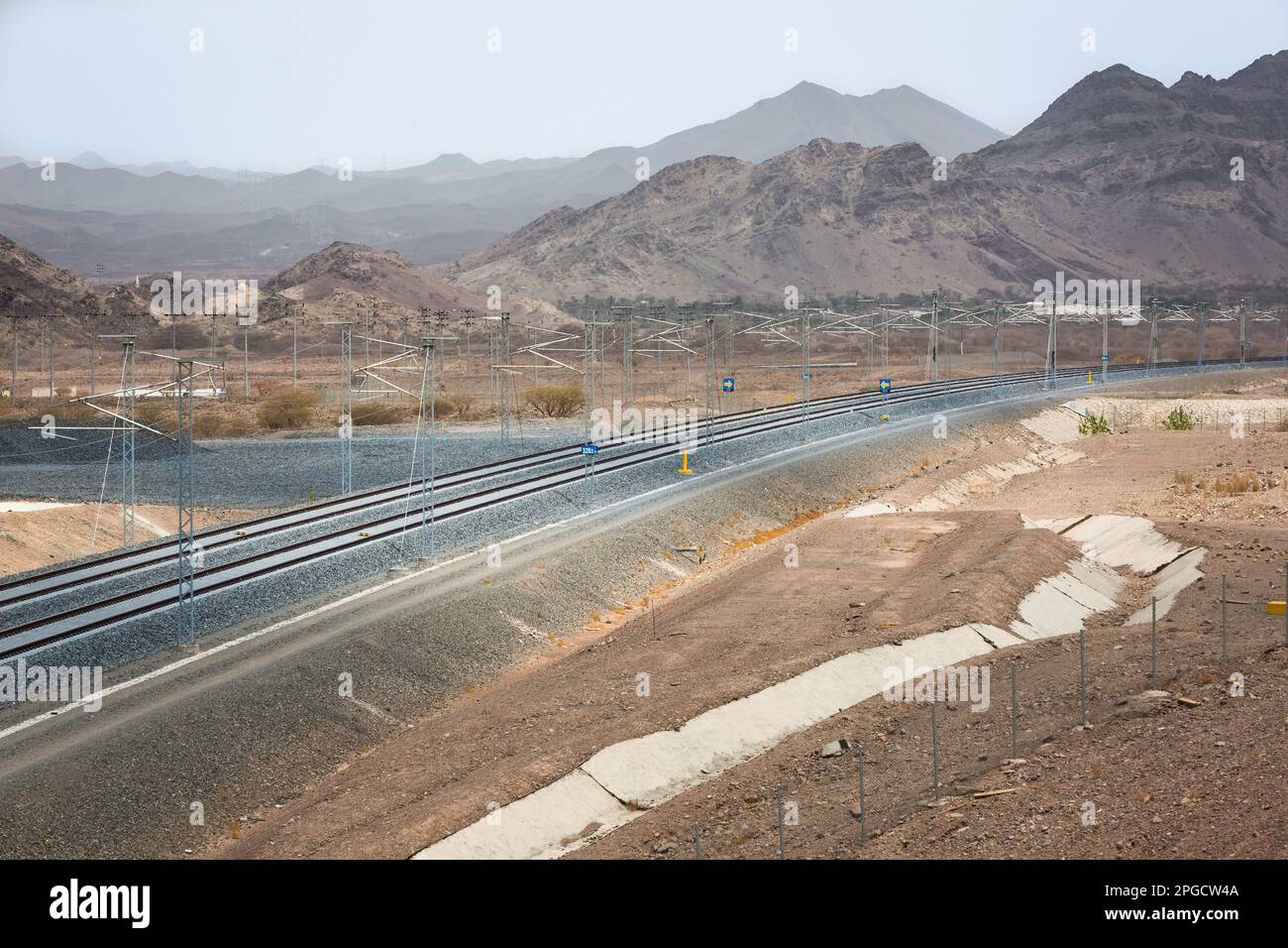 Aerial view of dry mountains with digging under infrastructure ...