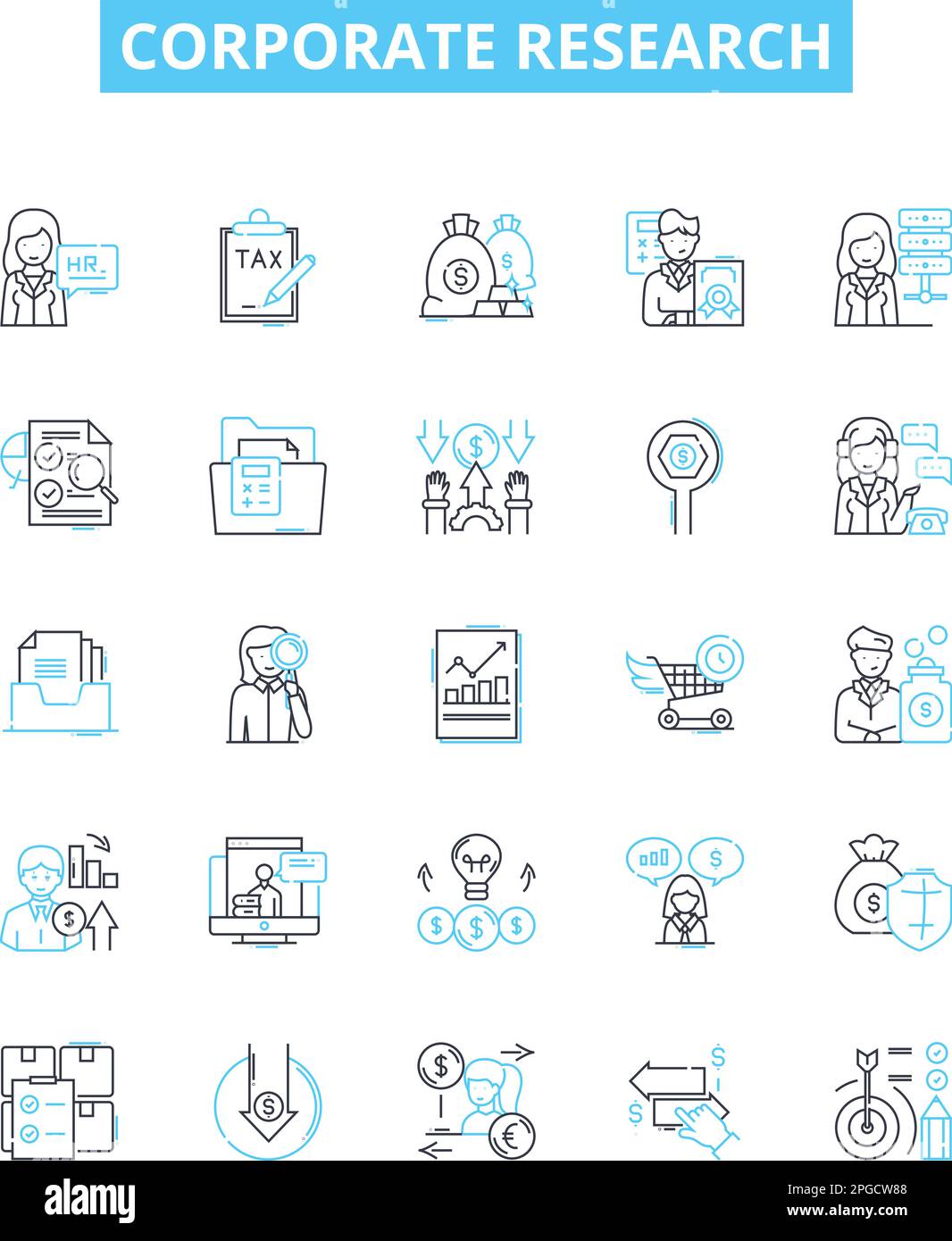 Corporate research vector line icons set. Corporate, research, analysis, business, market ...