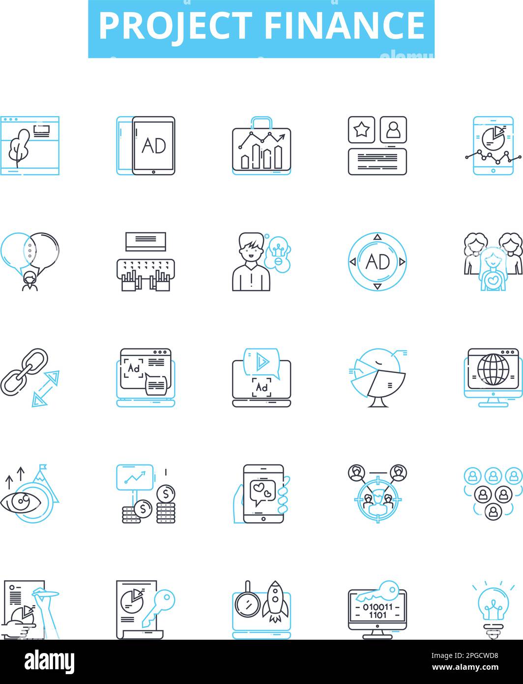Project finance vector line icons set. Project, finance, financing ...