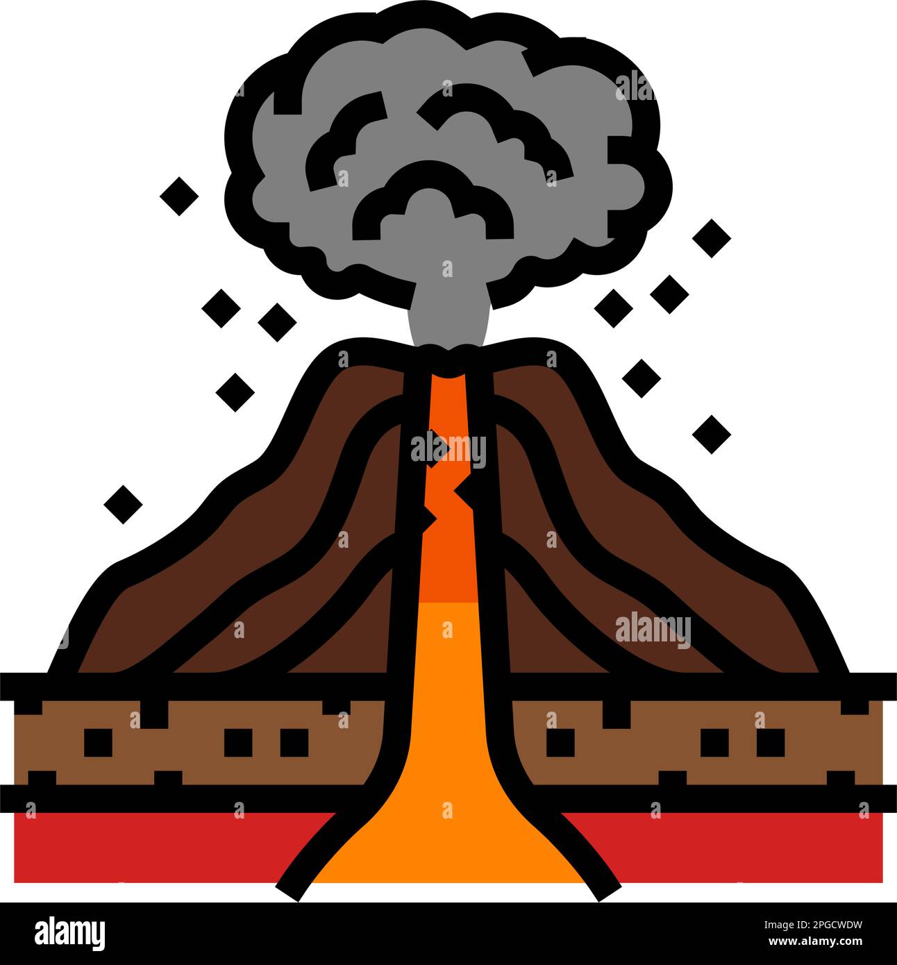explosive eruption lava color icon vector illustration Stock Vector ...