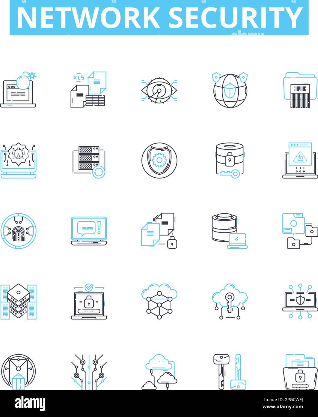 Network security vector line icons set. Network, Security, Cyber ...