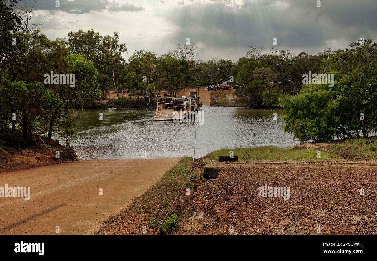 Jardine river crossing by ferry in Far North Queensland Australia Stock ...
