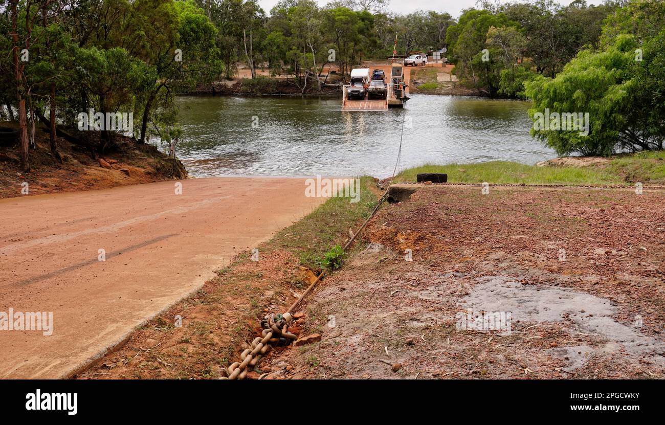 Jardine river crossing ferry in North Queensland Australia Stock Photo ...