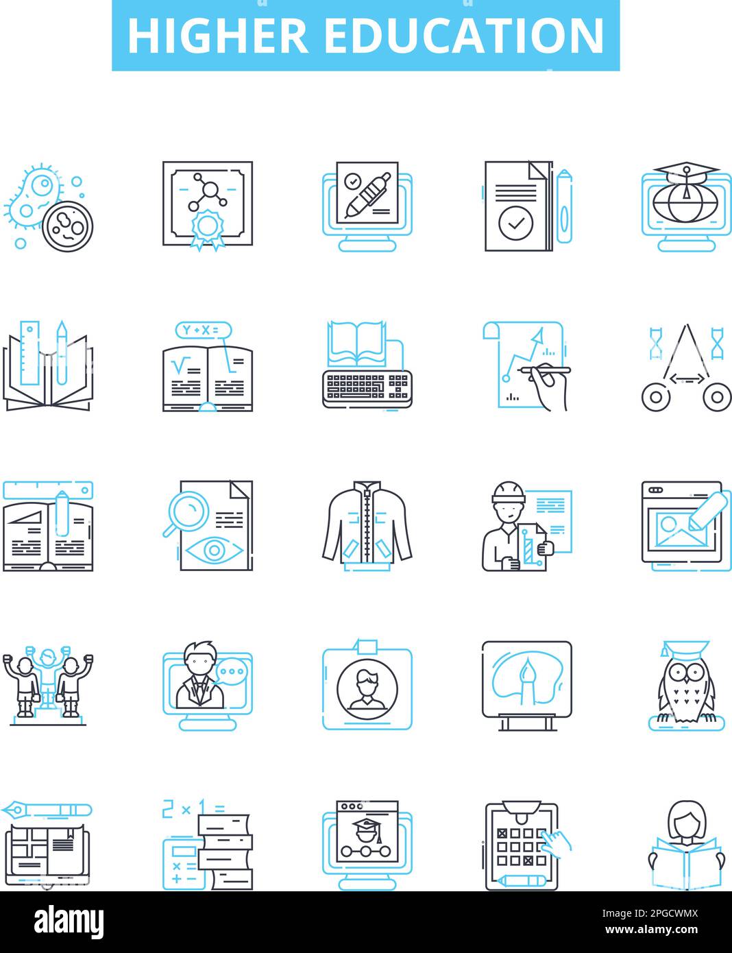 Higher education vector line icons set. Education, Higher, College ...