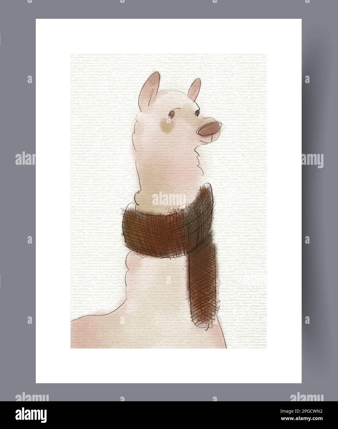 Animal lama pastel fauna wall art print Stock Vector Image & Art - Alamy