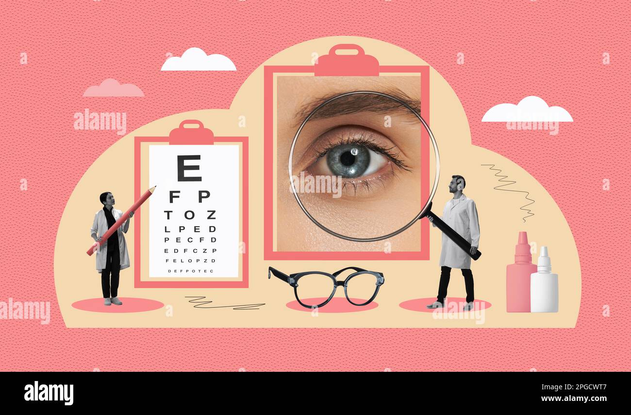 Ophthalmologist doctor checking eyesight for eyeglasses diopter. Male ...