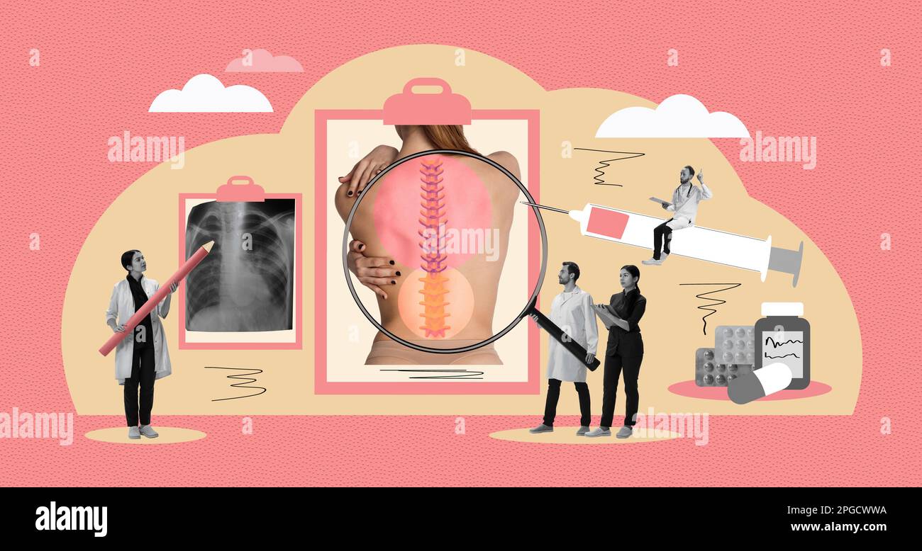 Osteopathic doctor examining patient spine. Spine backbone disease ...