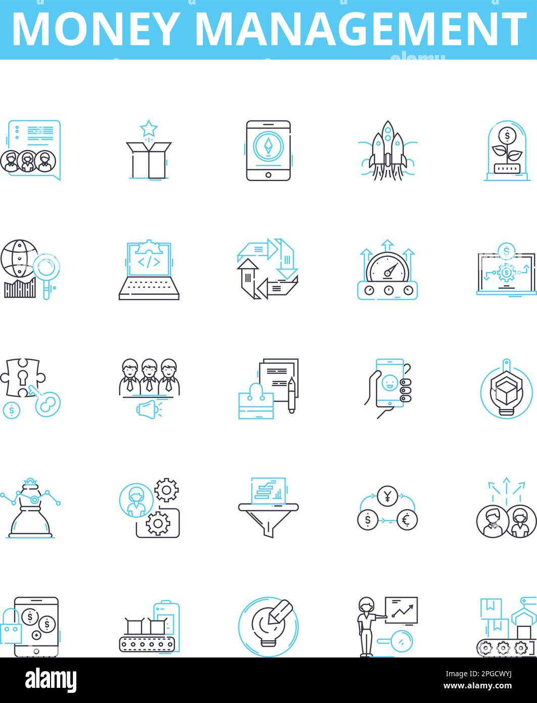 Money management vector line icons set. Budgeting, Investing, Savings ...