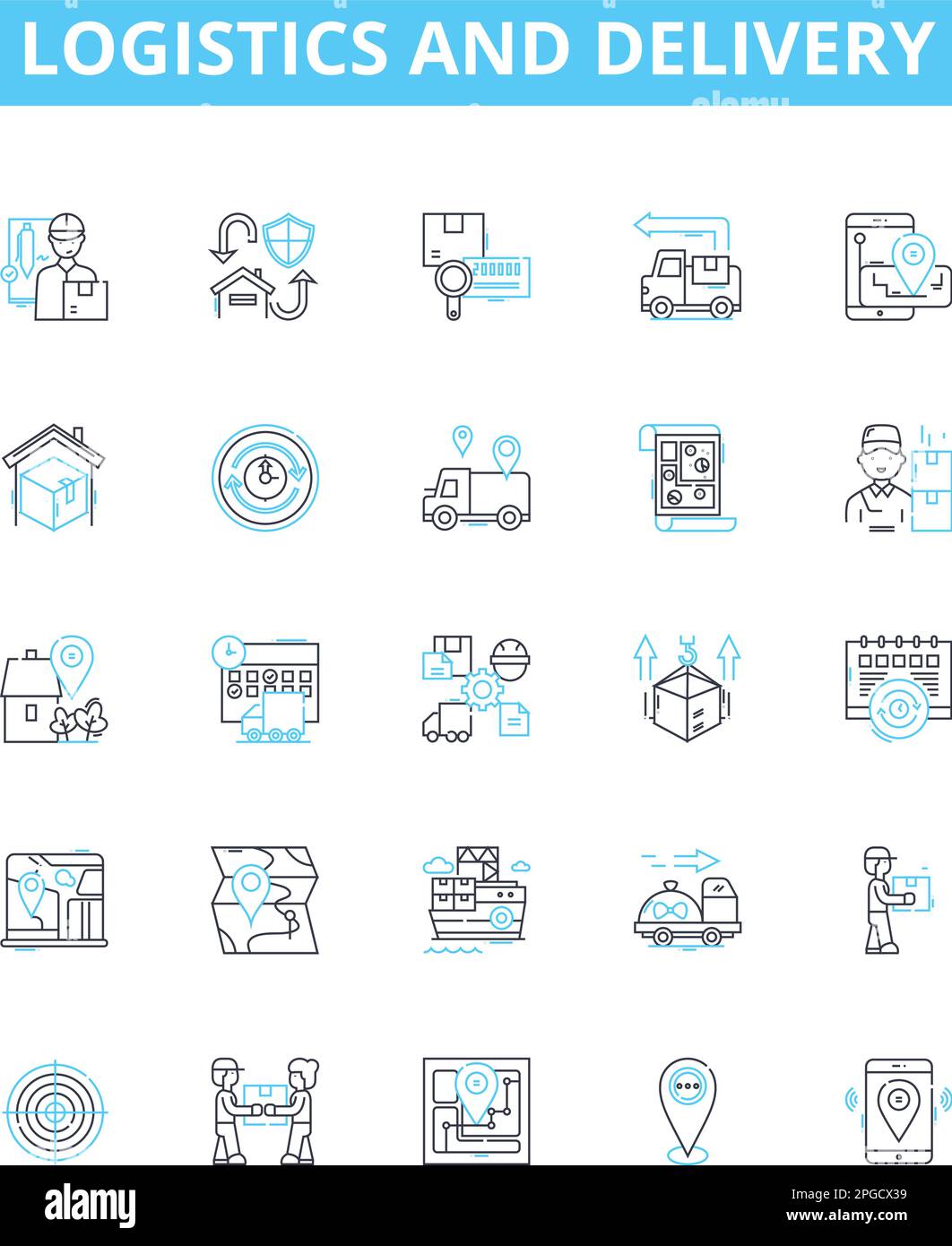 Logistics and delivery vector line icons set. Logistics, Delivery, Shipping, Transport, Cargo ...