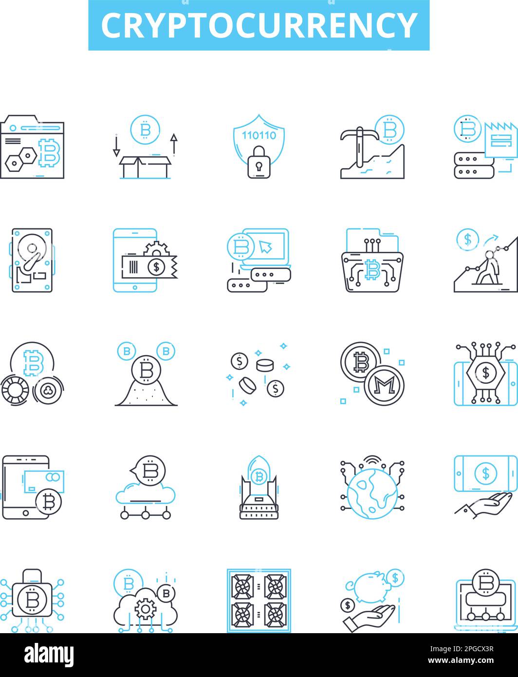 Cryptocurrency vector line icons set. Cryptocurrency, Crypto, Money ...