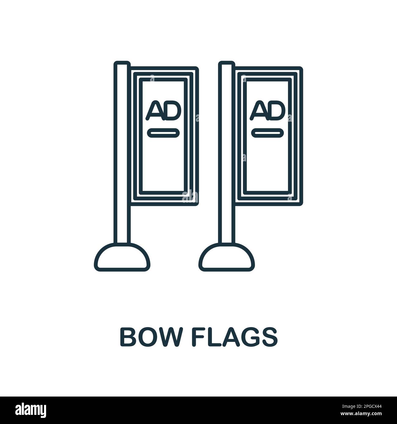 Bow Flags line icon. Colored element sign from outdoor advertising ...