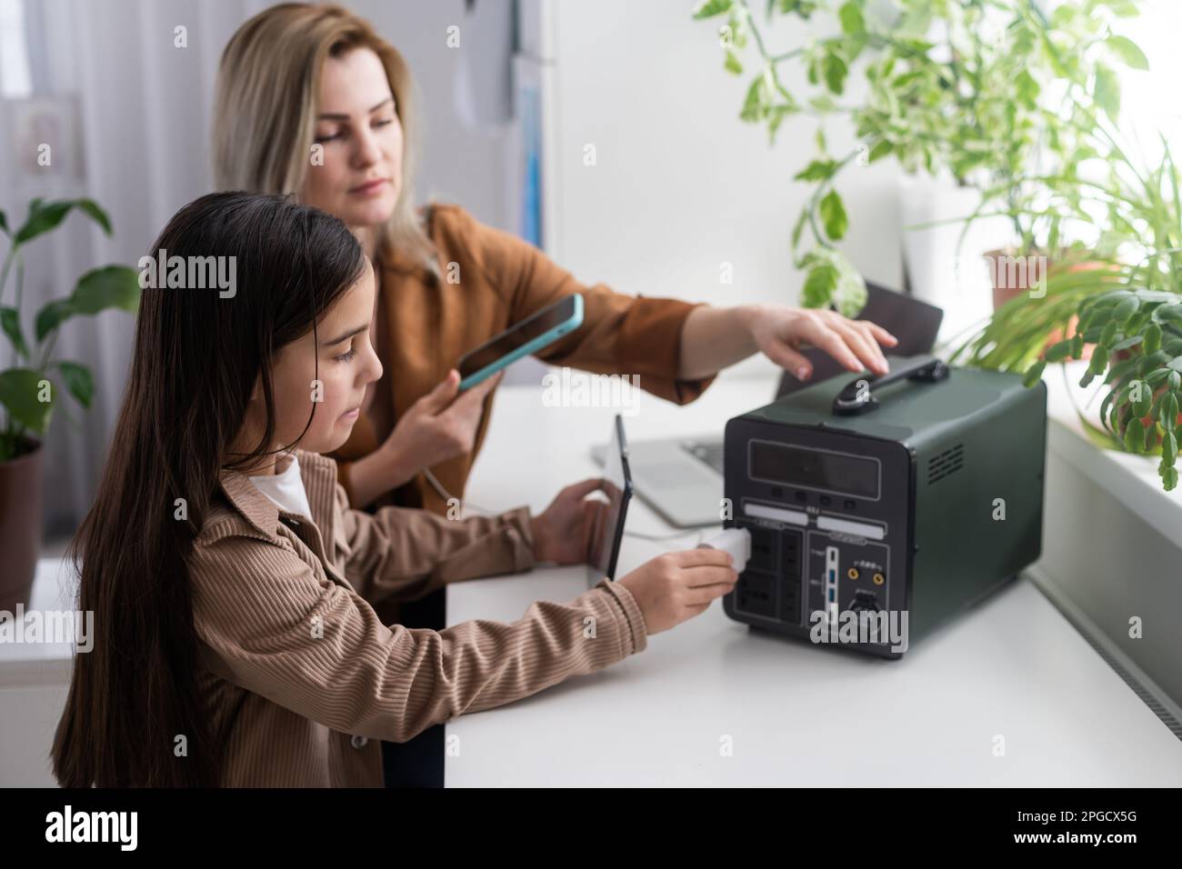 Charging station. Generator power bank battery in the absence of ...