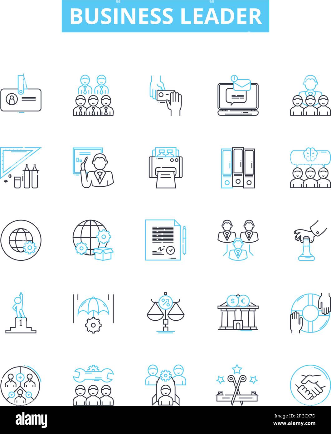 business Leader vector line icons set. Businessowner, CEO, Executive, Manager, Chairman, Leader ...
