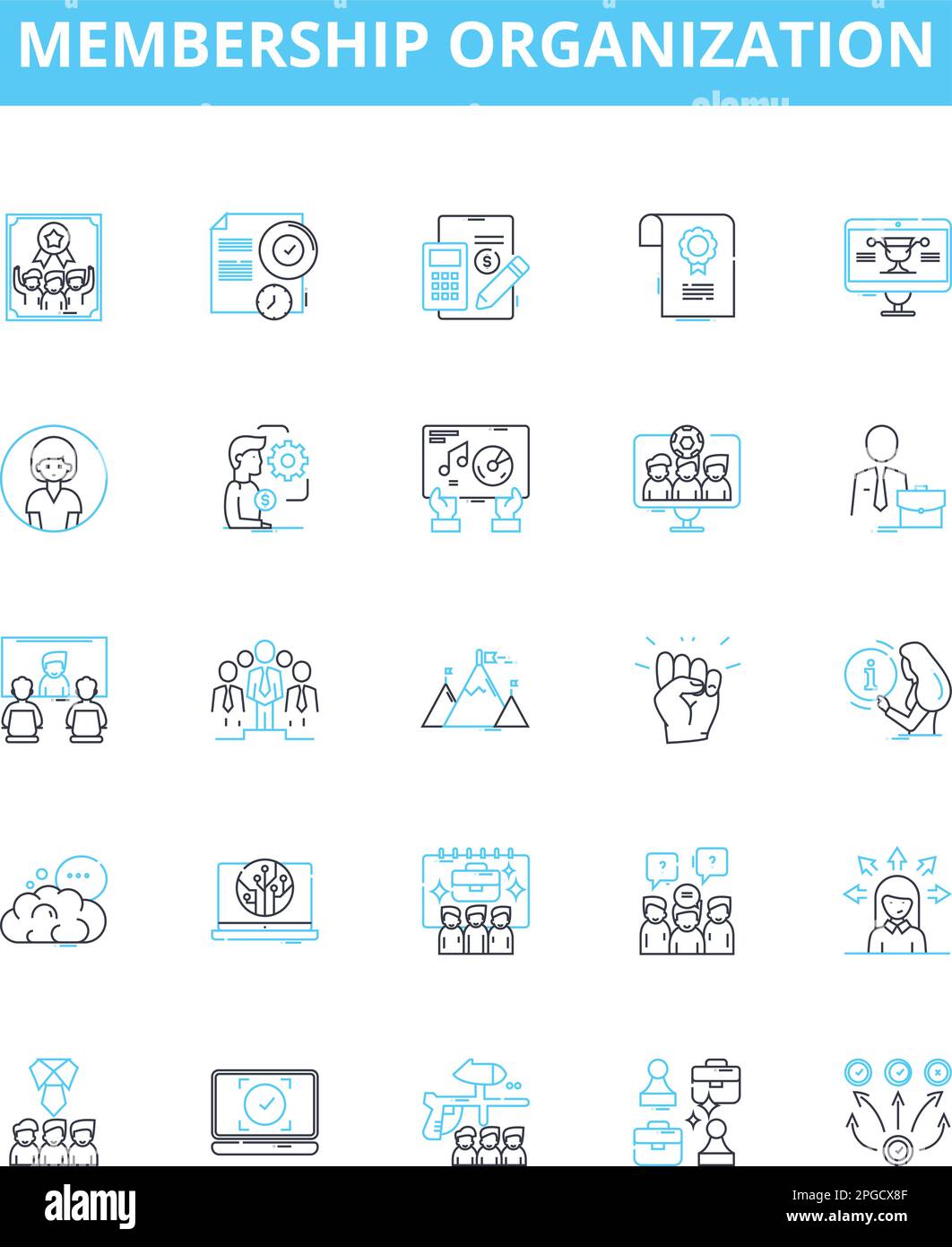 Membership organization vector line icons set. Organisation, Membership ...