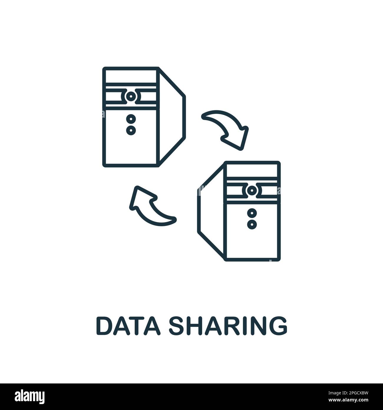 Data Sharing line icon. Element sign from networking collection. Data Sharing outline icon sign ...