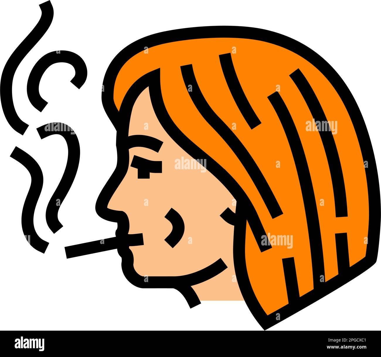 female smoking cigarette color icon vector illustration Stock Vector ...