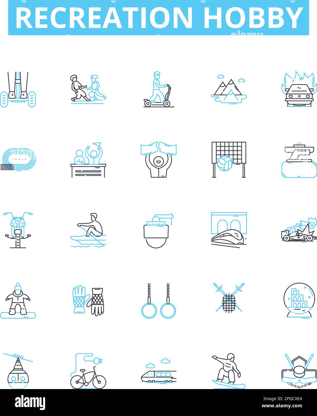 Recreation hobby vector line icons set. Sporting, Gaming, Painting ...