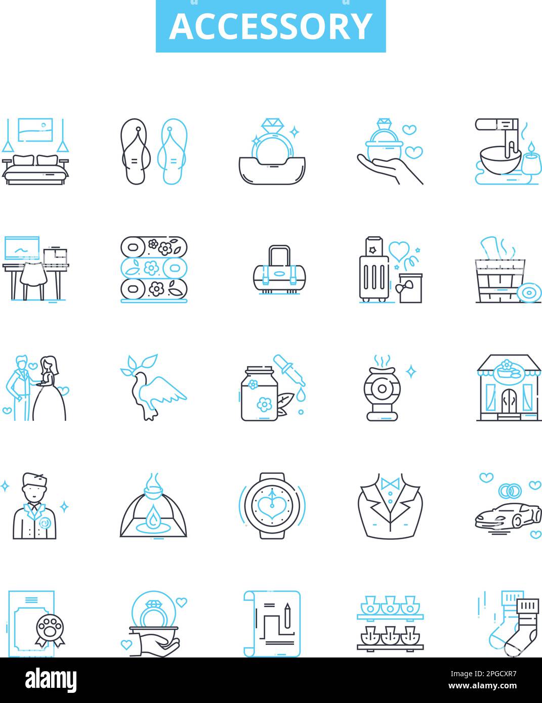 Accessory vector line icons set. Finery, trinkets, knick-knacks ...
