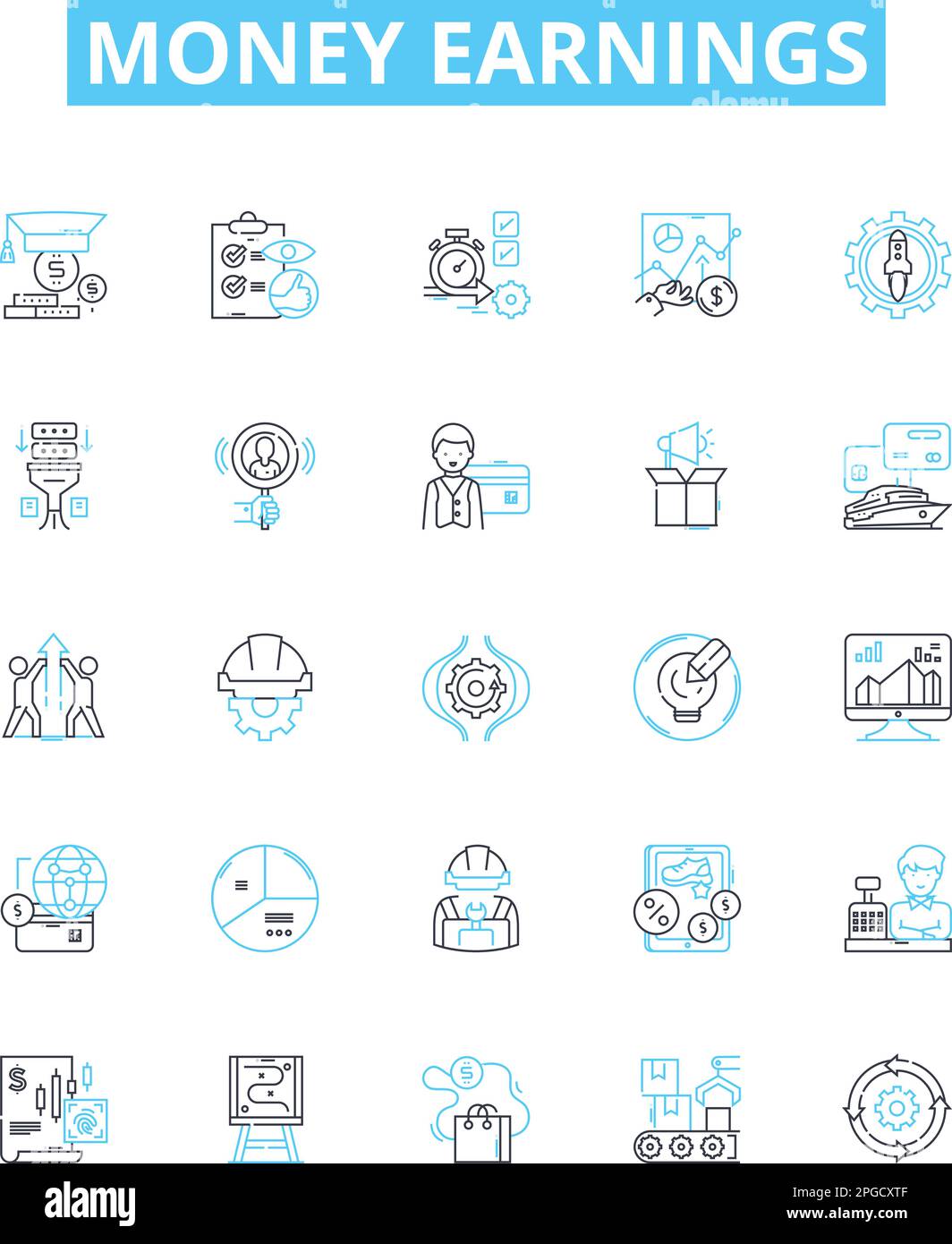 Money earnings vector line icons set. Income, Salary, Profits, Returns ...