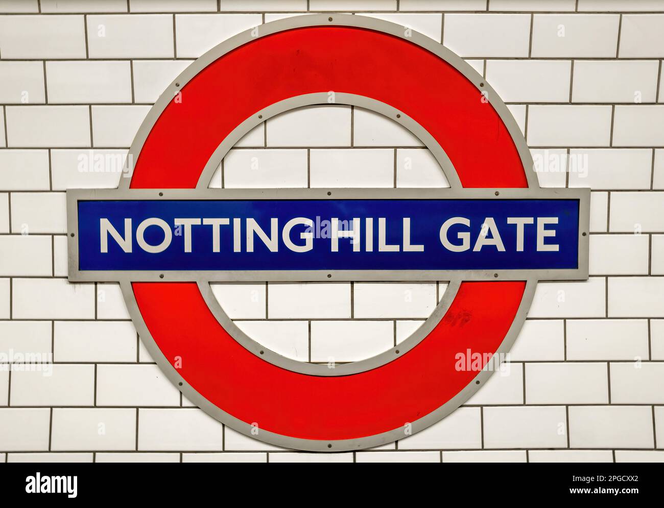 London, UK - 16 April 2022: Transport for London sign for Notting Hill ...