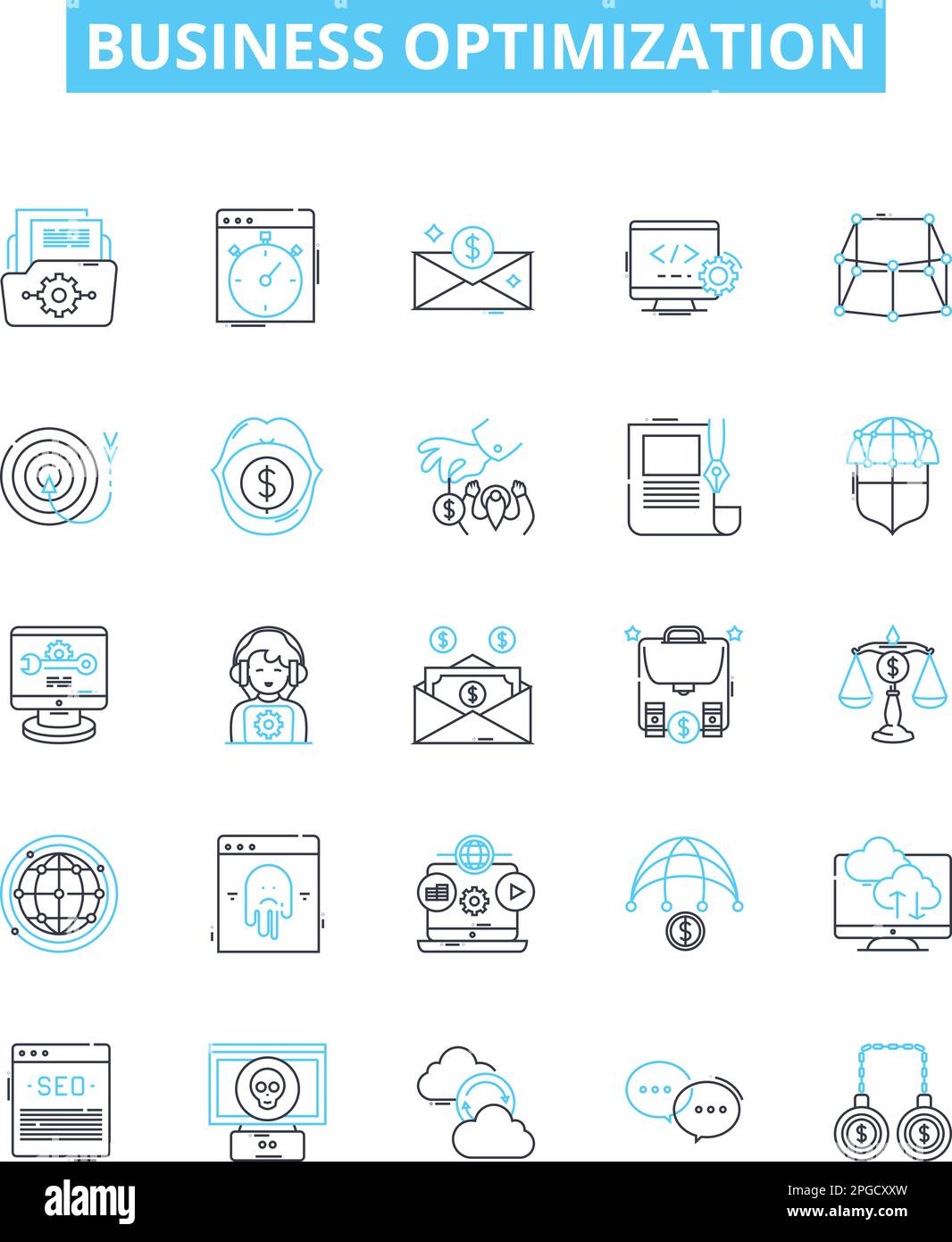 Business optimization vector line icons set. Optimize, Streamline ... Business optimization vector line icons set. Optimize, Streamline ...