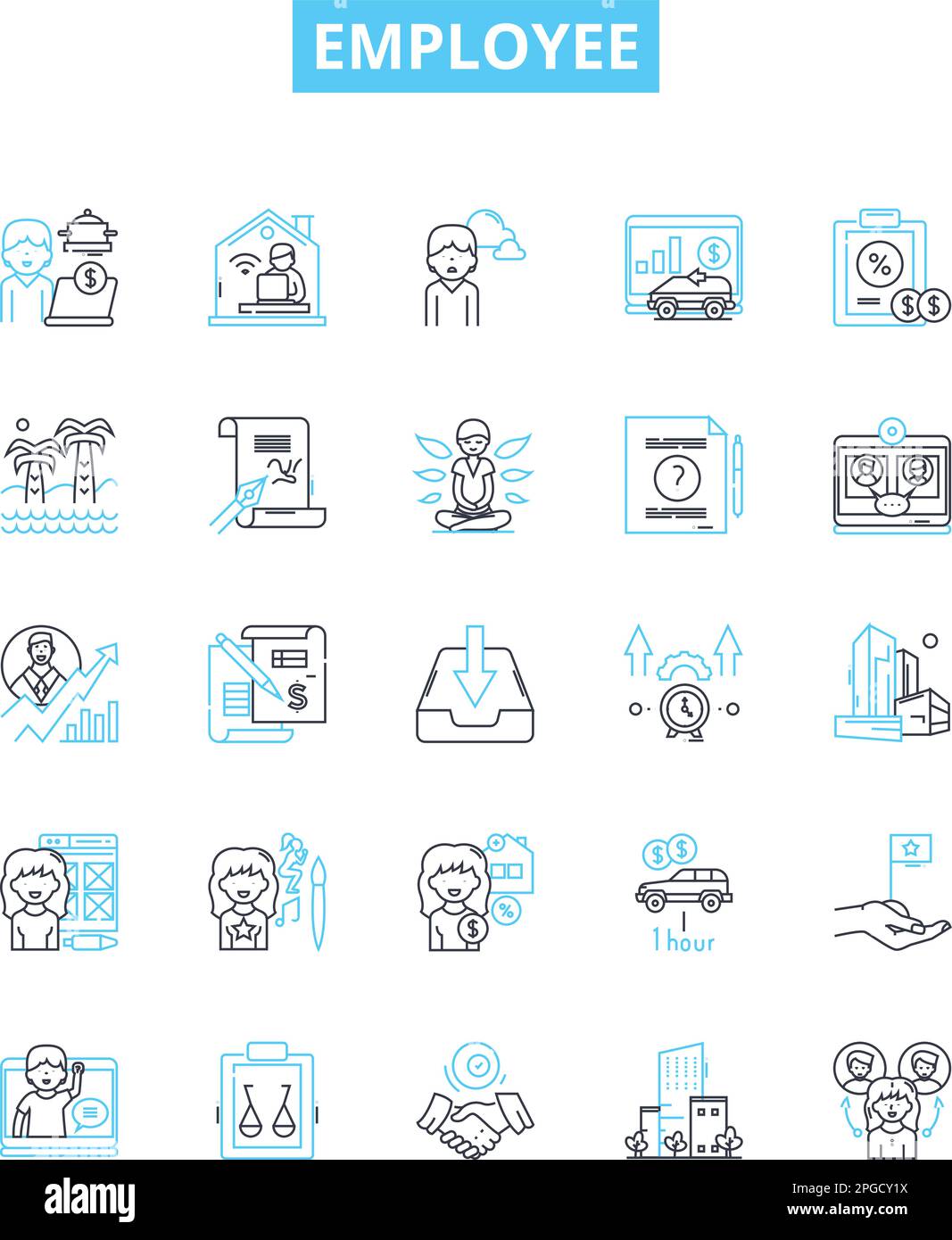 Employee vector line icons set. Worker, Staff, Personnel, Colleague ...