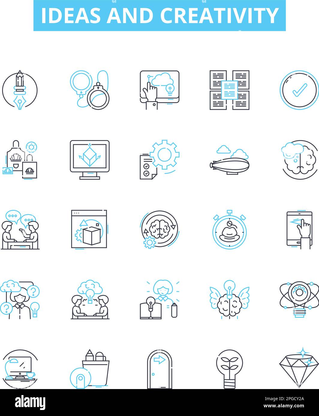 Ideas and creativity vector line icons set. Ideas, Creativity ... Ideas and creativity vector line icons set. Ideas, Creativity ...