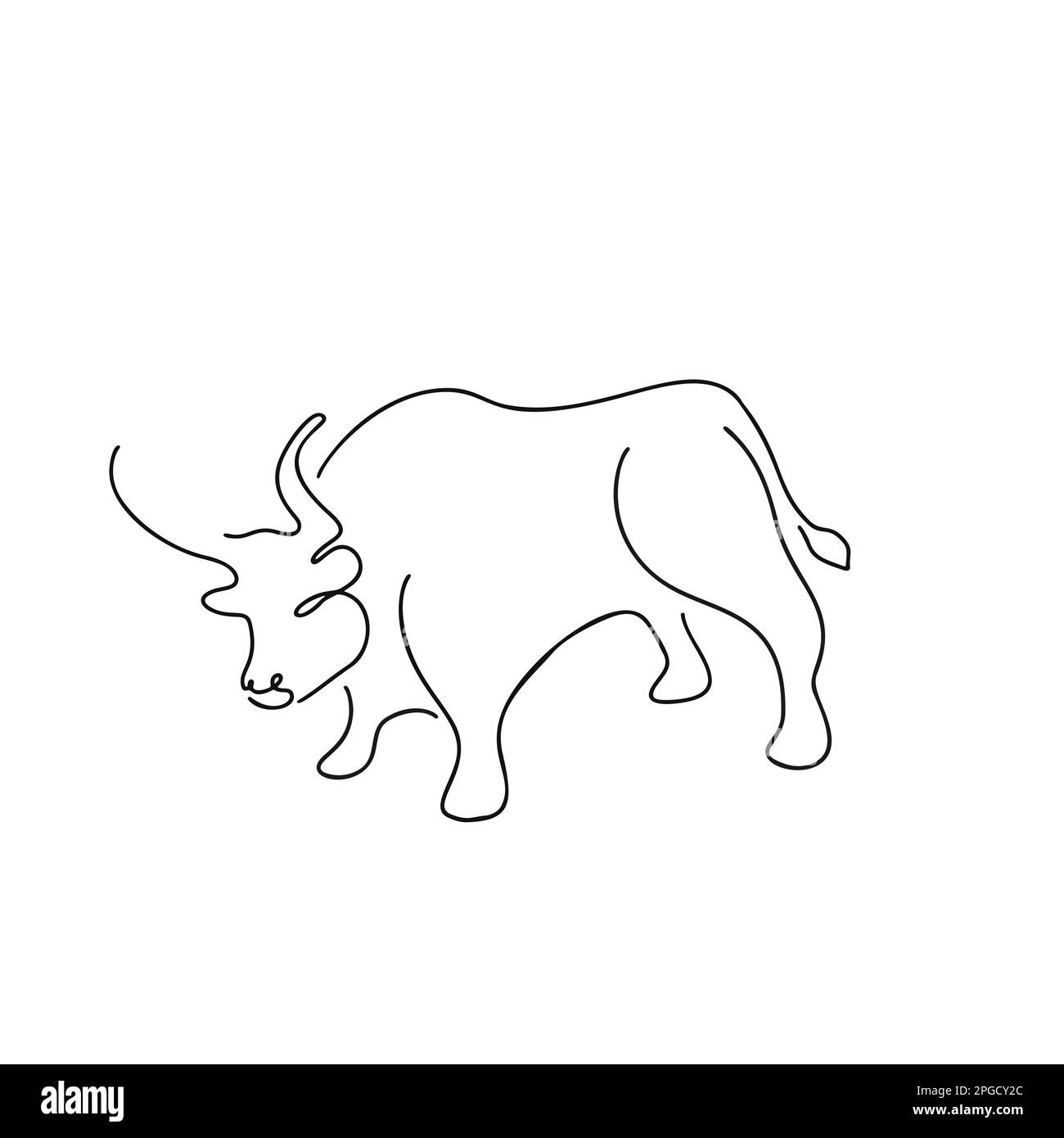 Ox illustration in line art style isolated on white Stock Vector Image ...