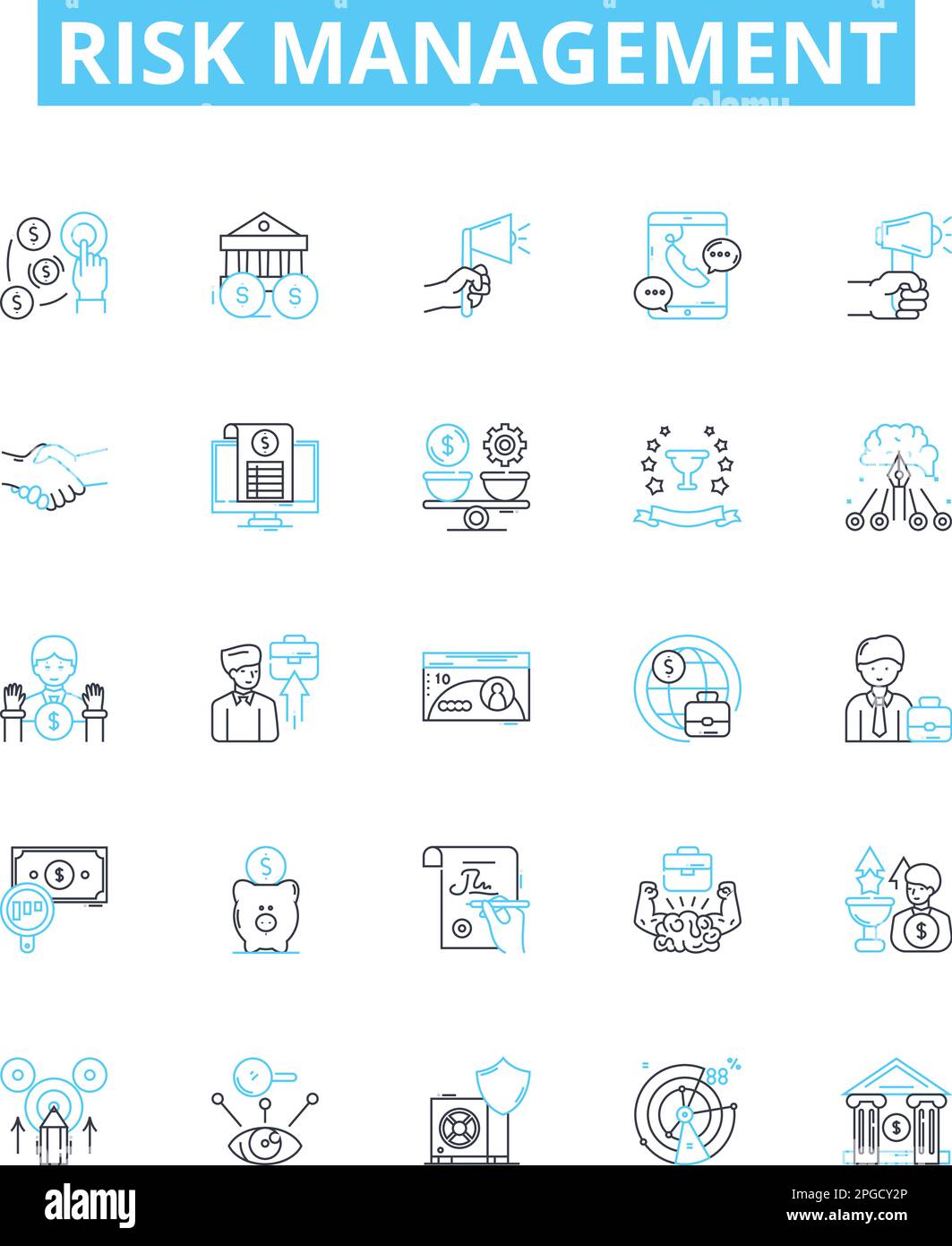 Risk Management Vector Line Icons Set Risk Management Assess Analyze Avoid Control