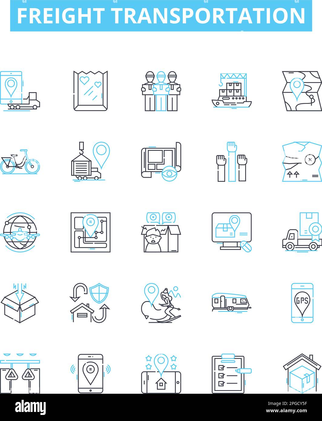 Freight transportation vector line icons set. Shipping, Logistics ...