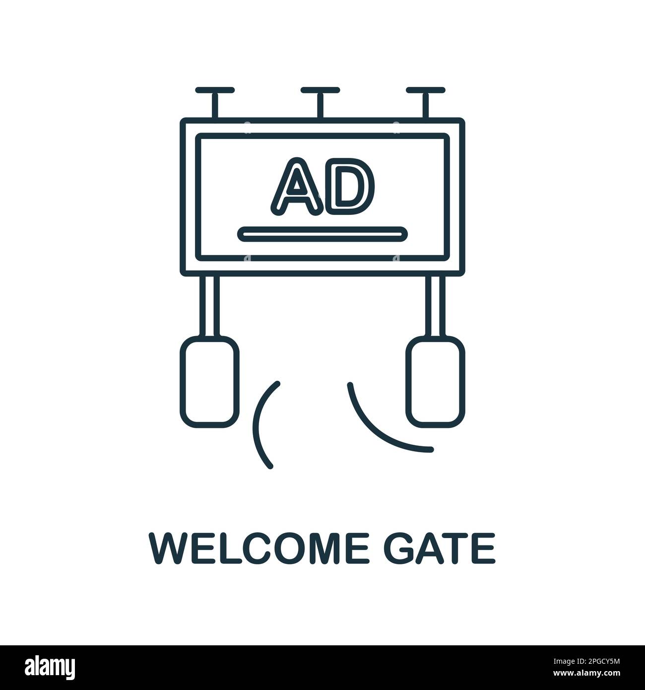 Welcome Gate line icon. Colored element sign from outdoor advertising collection. Outline ...