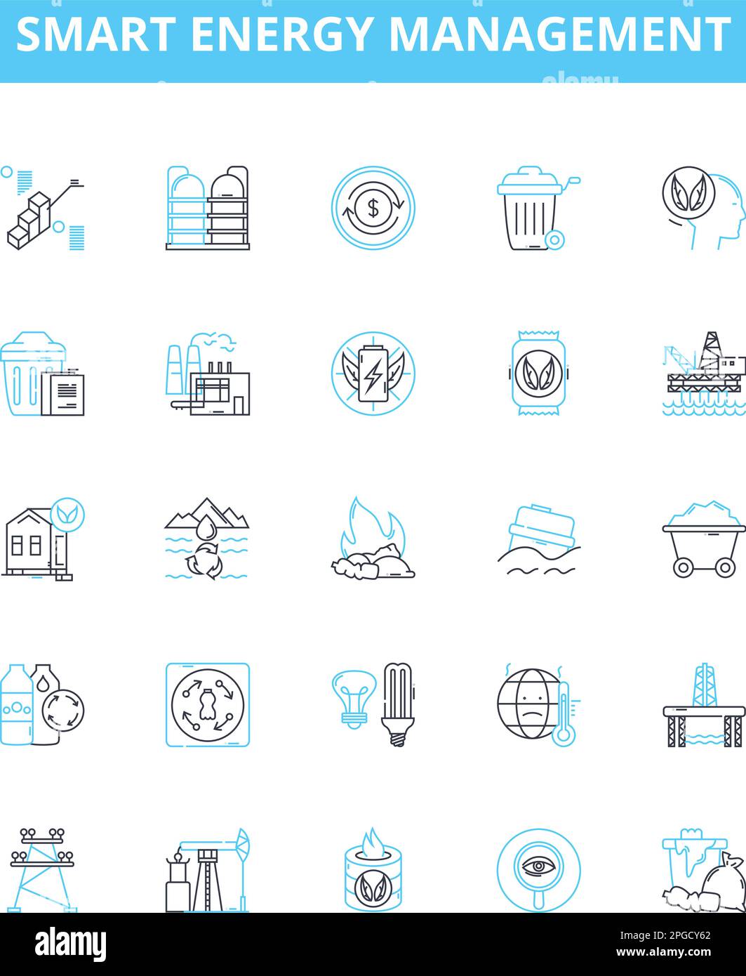 Smart energy management vector line icons set. Smart, Energy ...