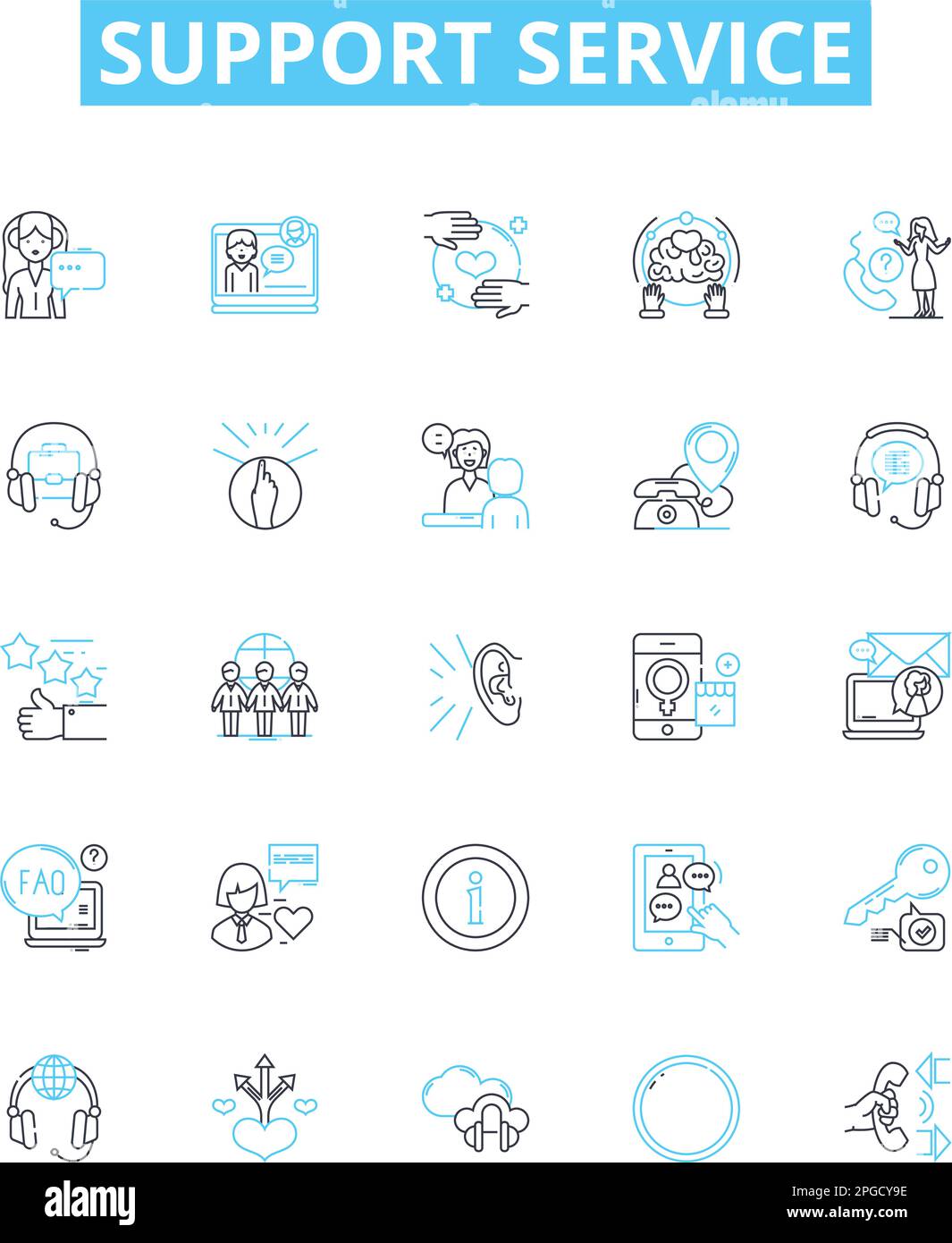 Support Service Vector Line Icons Set Service Support Assistance