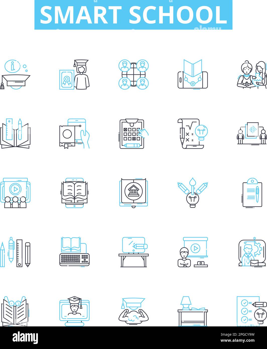 Smart school vector line icons set. Smart, School, Technology, Learn ...