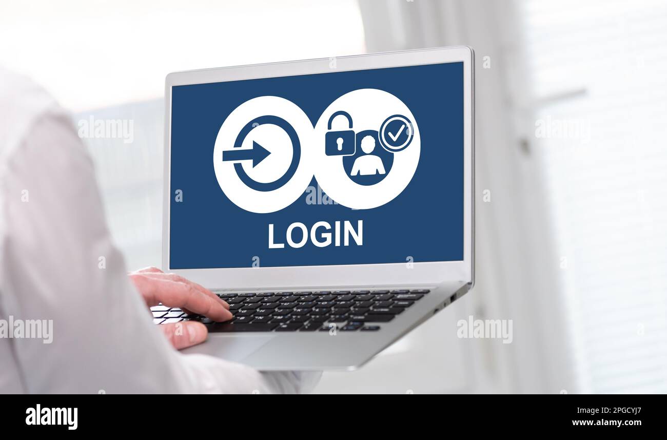 Laptop screen displaying a login concept Stock Photo - Alamy